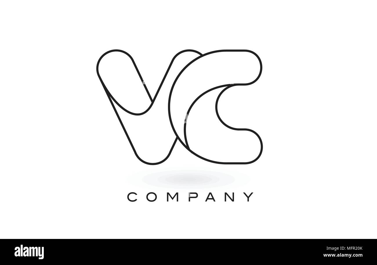 VC Monogram Letter Logo With Thin Black Monogram Outline Contour ...