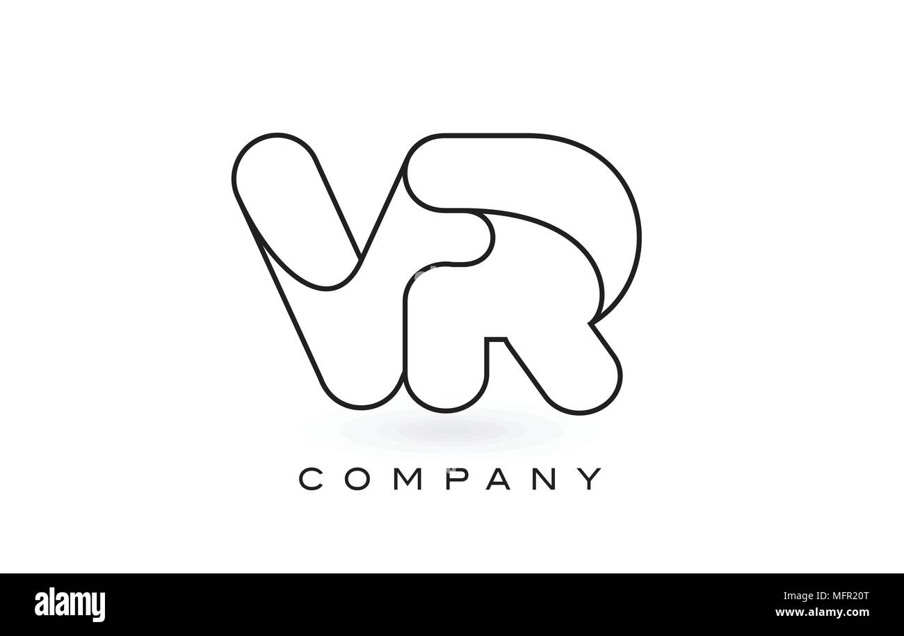 VR Monogram Letter Logo With Thin Black Monogram Outline Contour ...