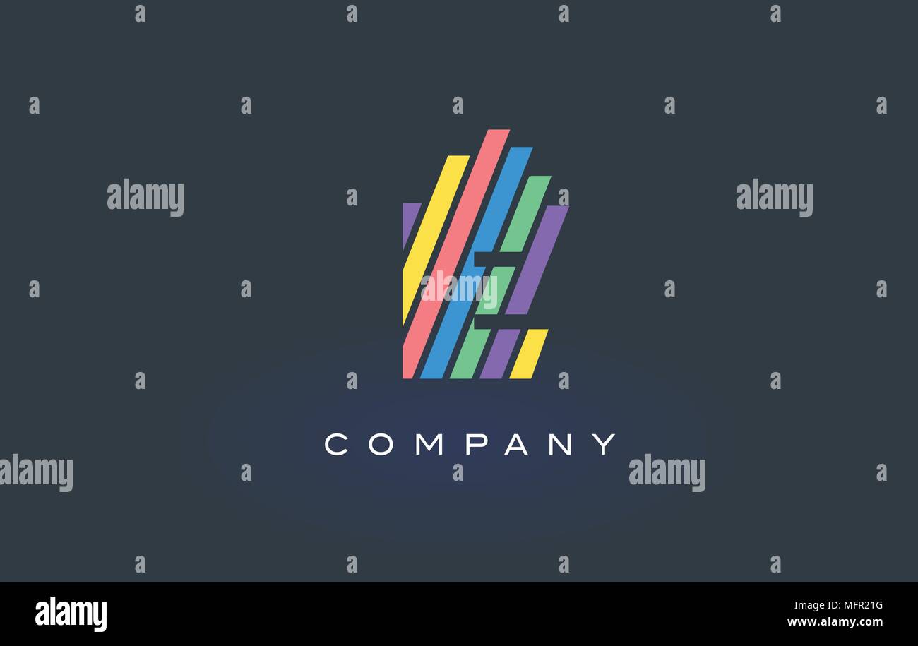 E Letter Logo Design with Colorful Rainbow Lines Vector. Rainbow Letter ...