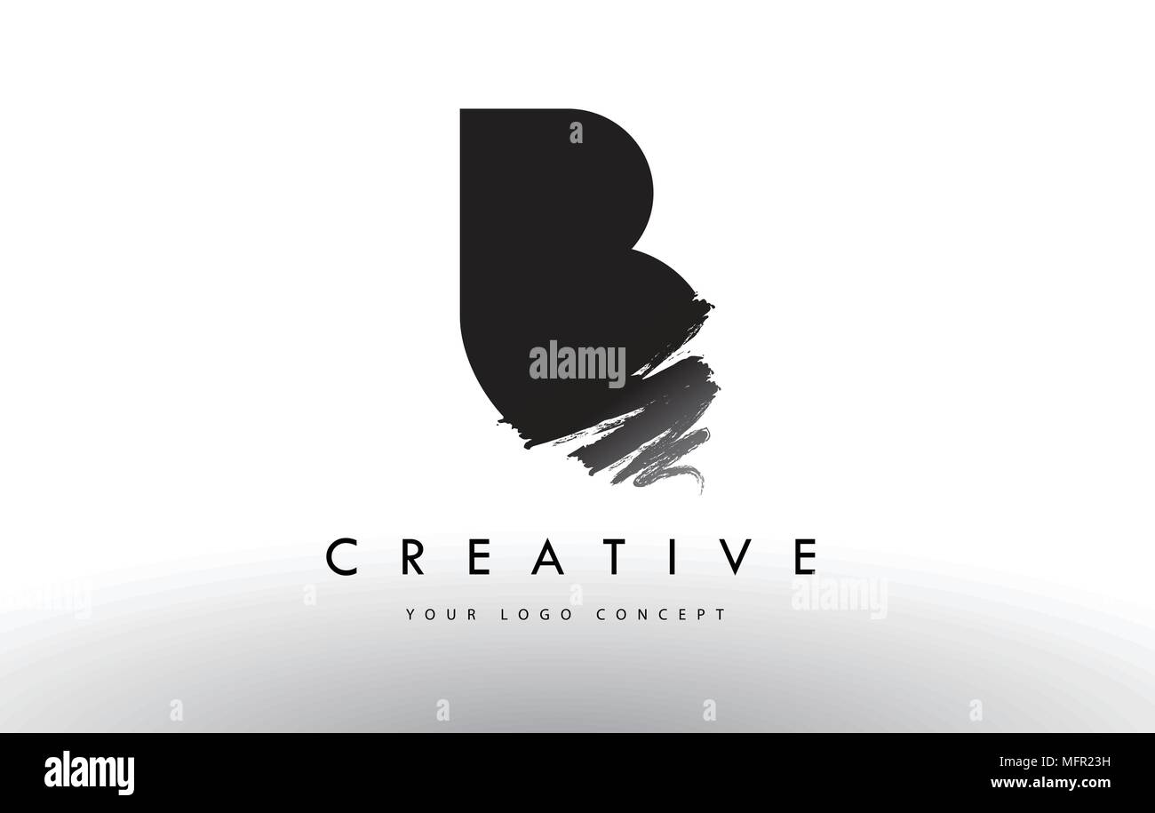B Brushed Letter Logo. Black Brush Letters design with Artistic Brush ...