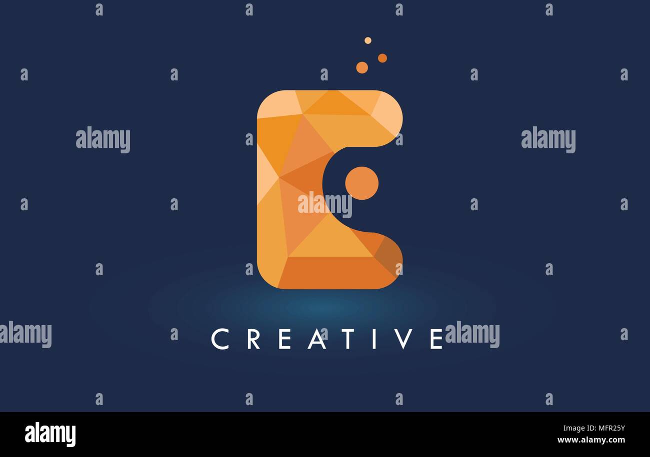 E Letter With Origami Triangles Logo. Creative Yellow Orange Origami ...