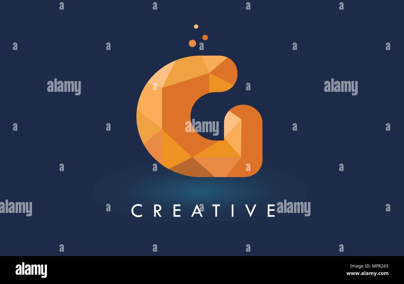 G Letter With Origami Triangles Logo. Creative Yellow Orange Origami ...