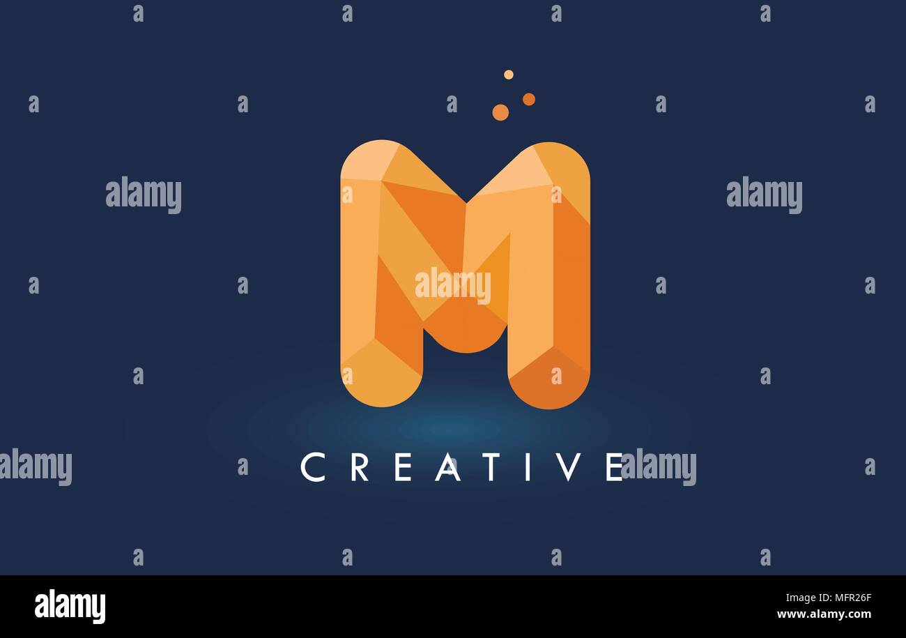 M Letter With Origami Triangles Logo. Creative Yellow Orange Origami ...