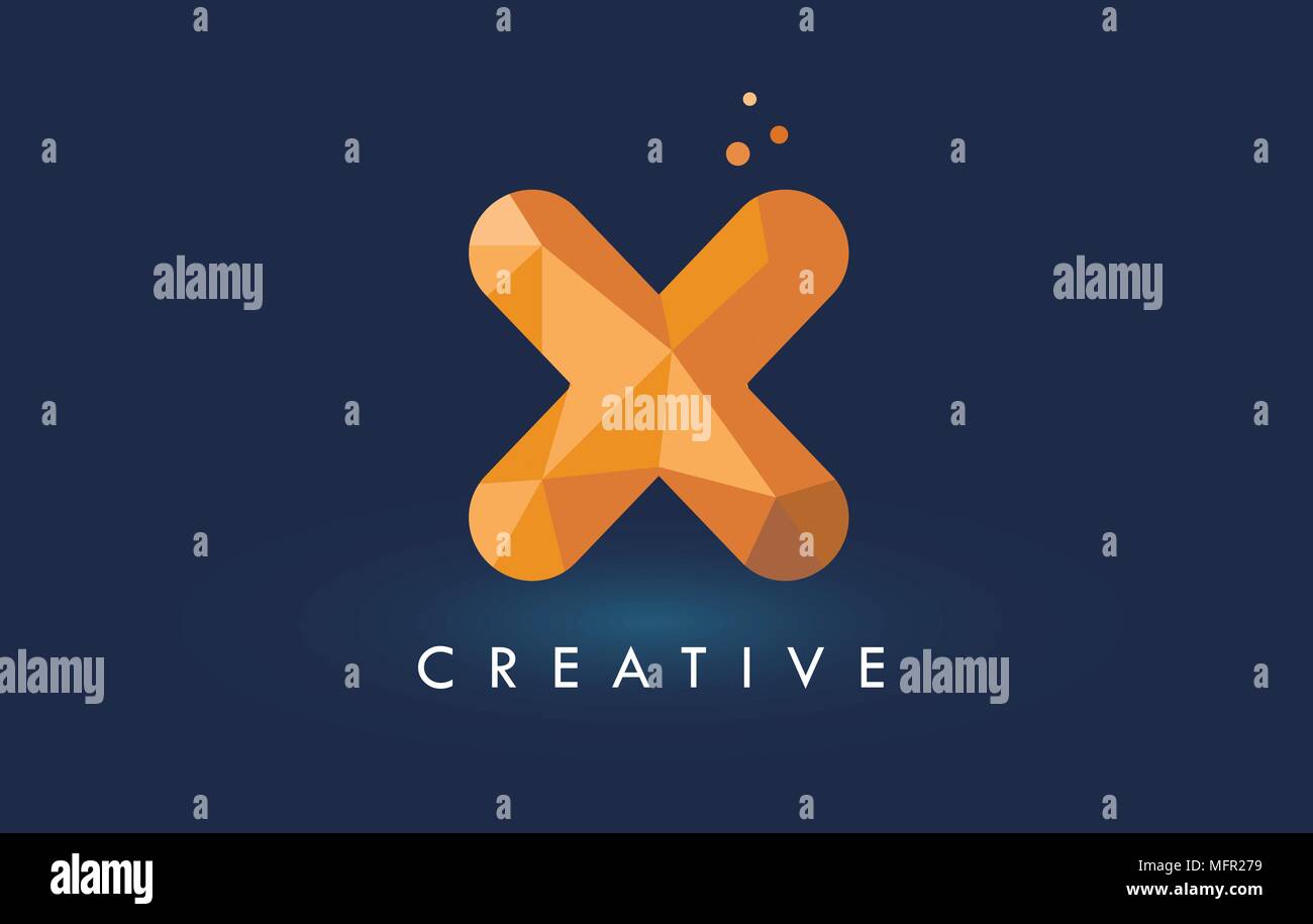 X Letter With Origami Triangles Logo. Creative Yellow Orange Origami ...