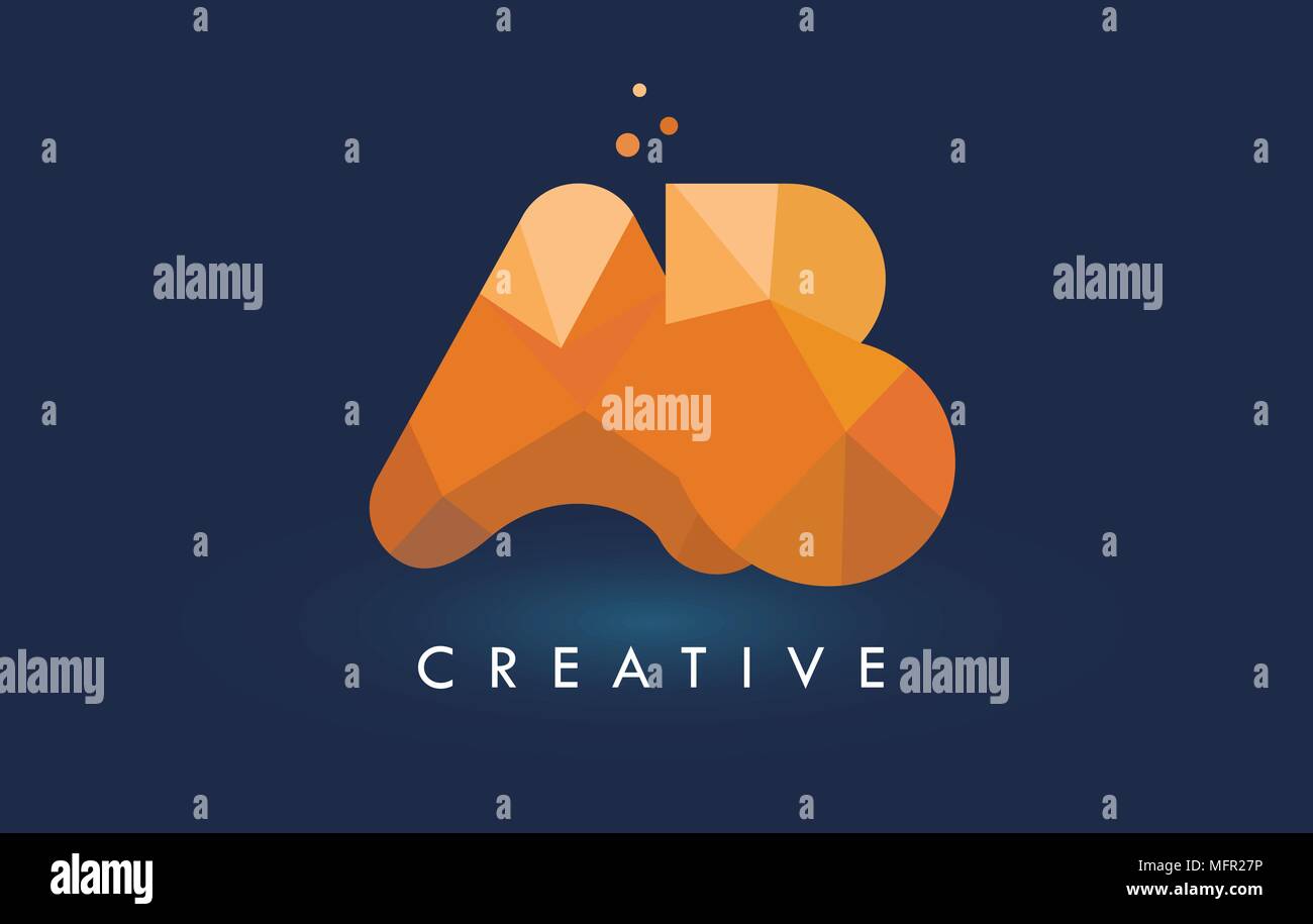 AB Letter With Origami Triangles Logo. Creative Yellow Orange Origami ...