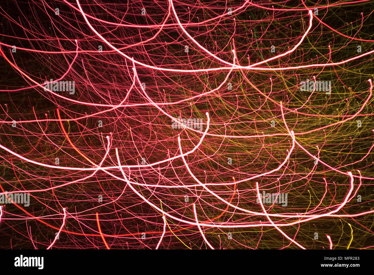Colourful light tracks in sky Stock Photo - Alamy
