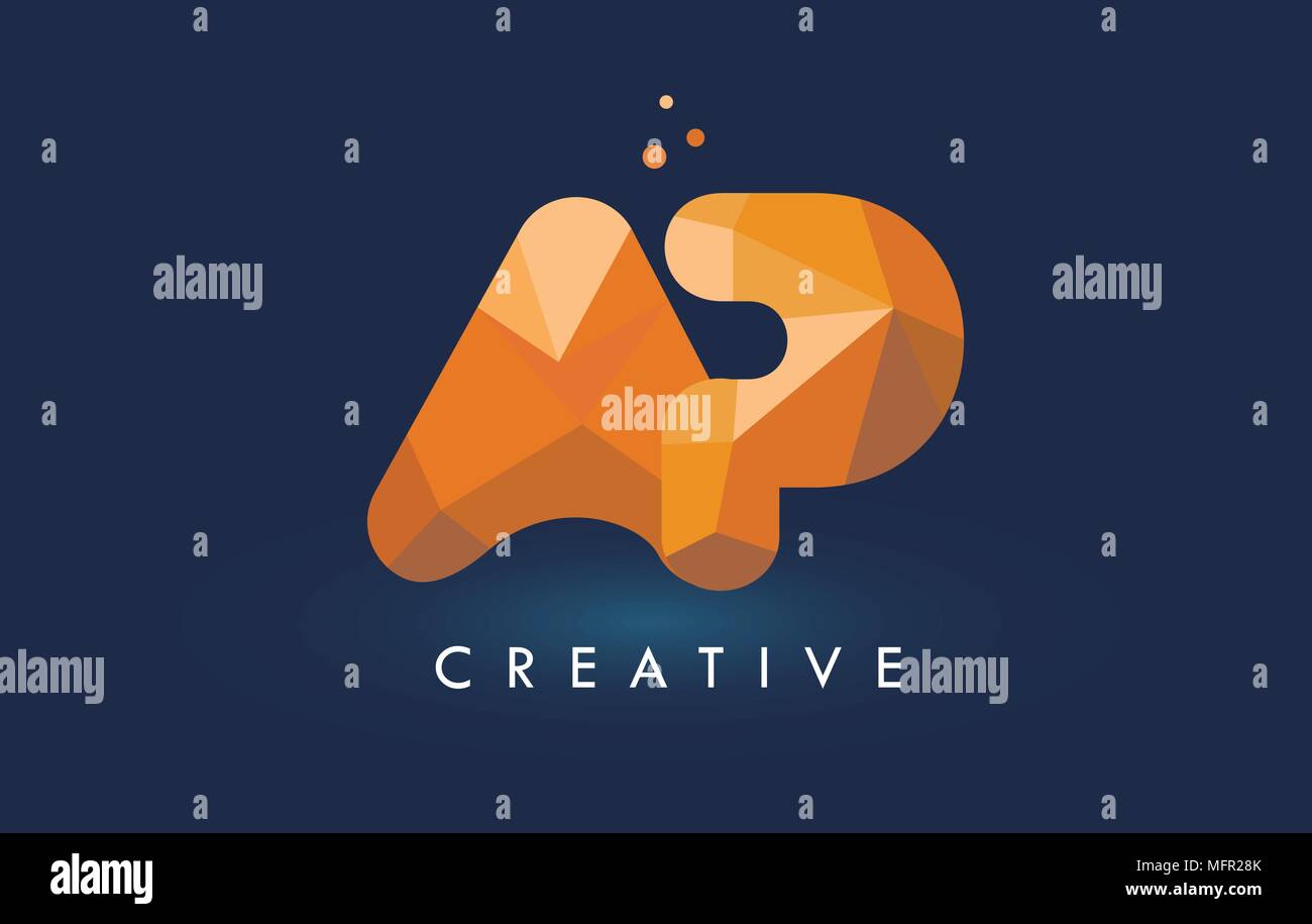 AP Letter With Origami Triangles Logo. Creative Yellow Orange Origami ...