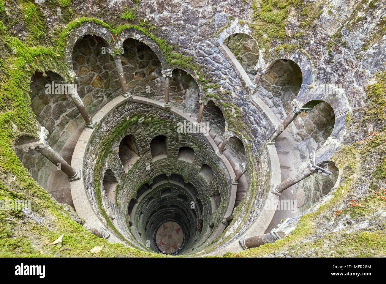 Top view of the spiral stairs inside the tower of masonic Initiation ...