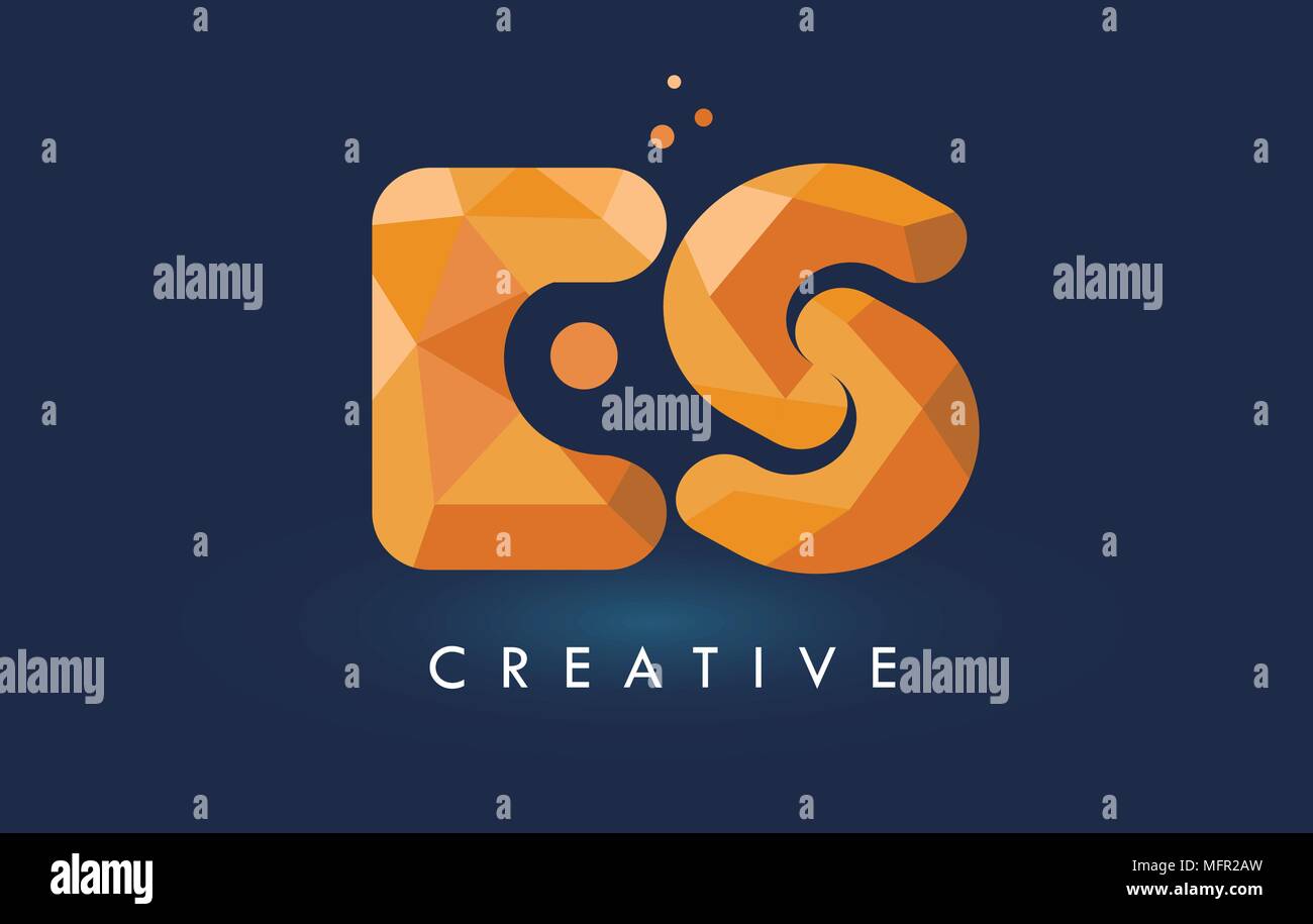 ES Letter With Origami Triangles Logo. Creative Yellow Orange Origami ...