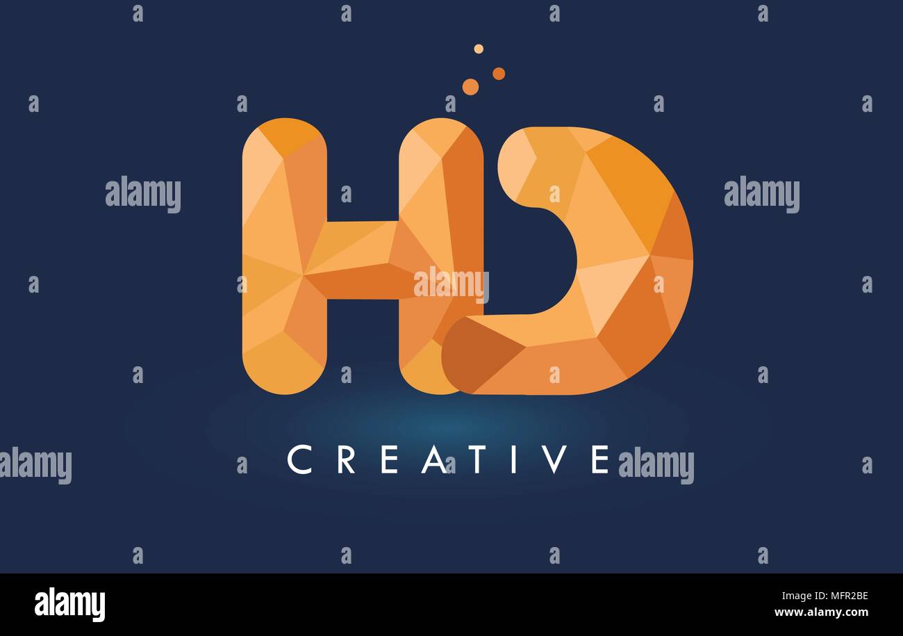 HD Letter With Origami Triangles Logo. Creative Yellow Orange Origami ...