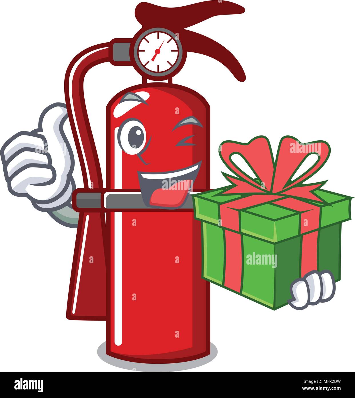 With gift fire extinguisher mascot cartoon Stock Vector Image & Art - Alamy