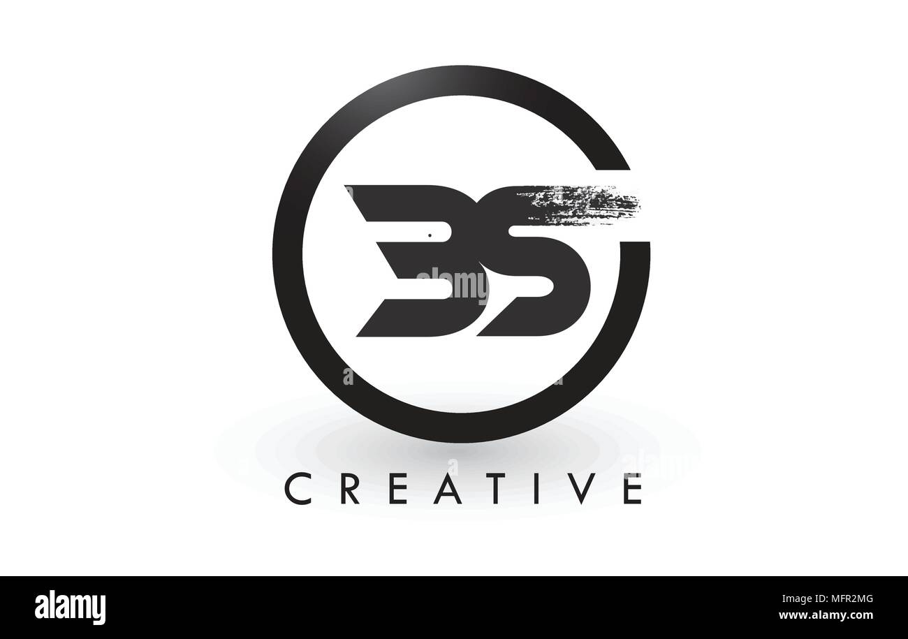 BS Brush Letter Logo Design with Black Circle. Creative Brushed Letters ...