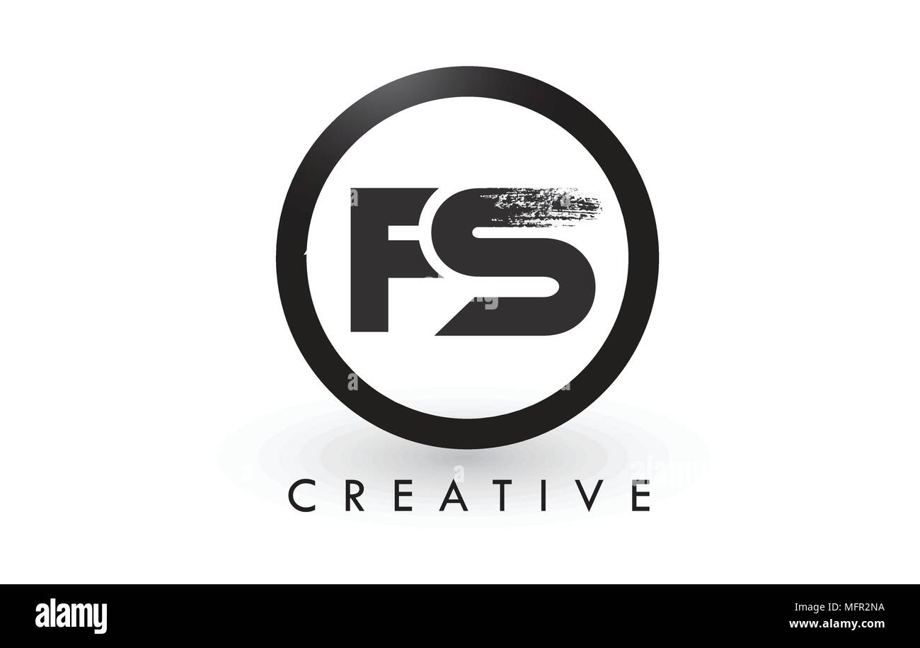 FS Brush Letter Logo Design with Black Circle. Creative Brushed Letters ...