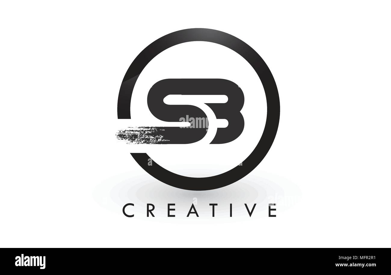 SB Brush Letter Logo Design with Black Circle. Creative Brushed Letters ...