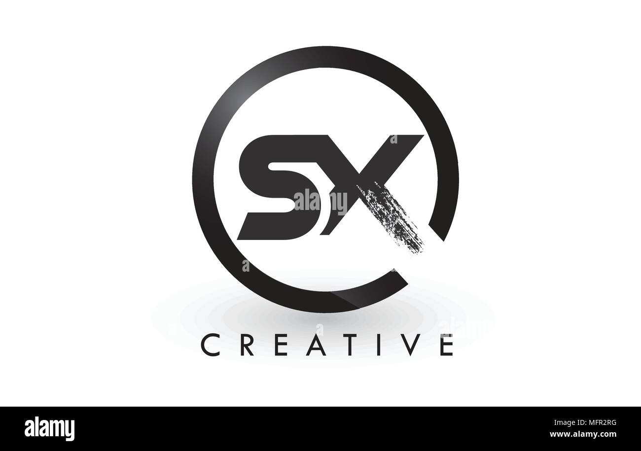 SX Brush Letter Logo Design with Black Circle. Creative Brushed Letters ...