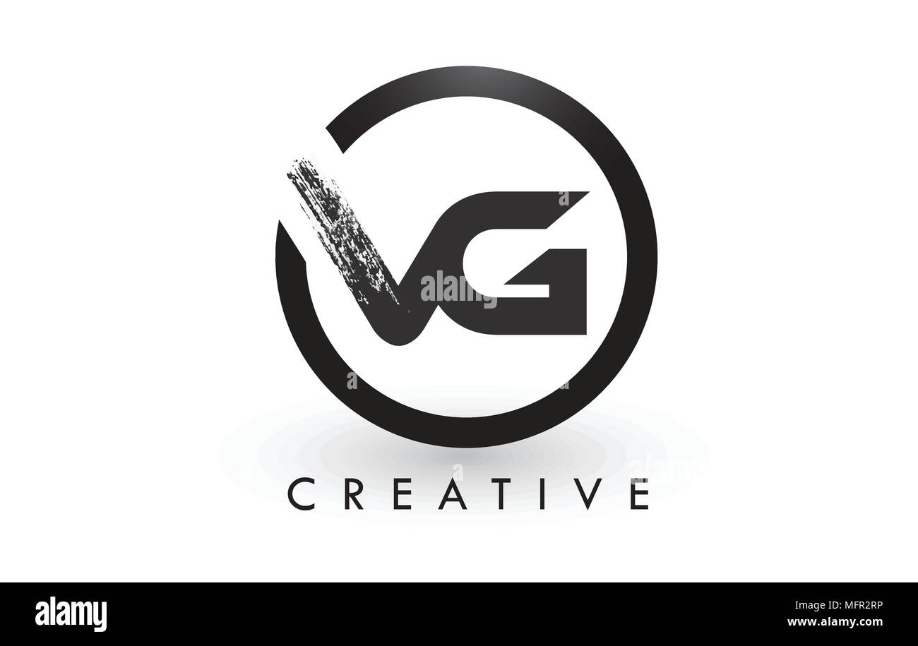 VG Brush Letter Logo Design with Black Circle. Creative Brushed Letters ...