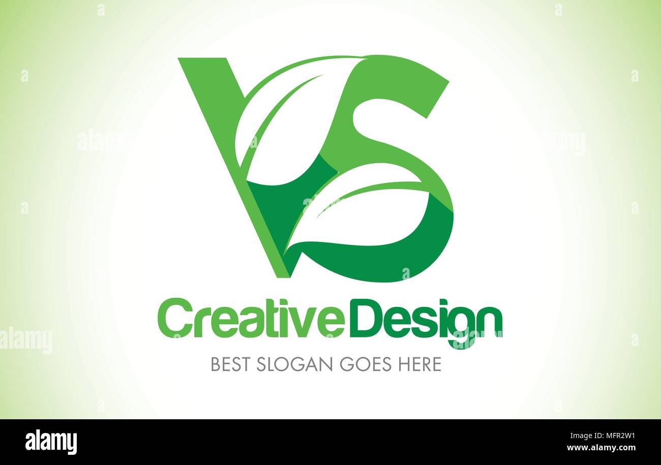 VS Green Leaf Letter Design Logo. Eco Bio Leaf Letters Icon ...