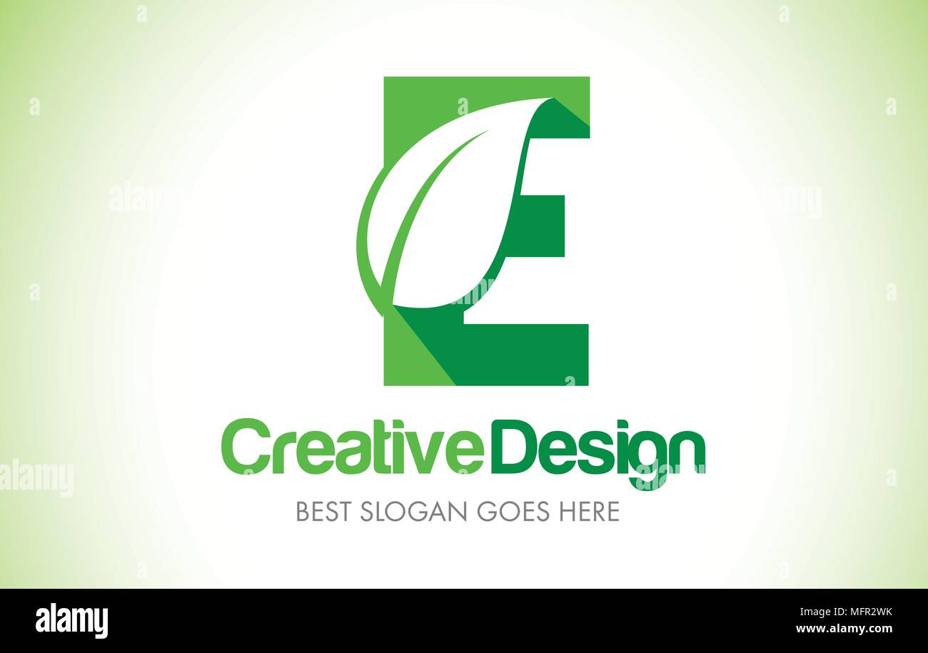 E Green Leaf Letter Design Logo. Eco Bio Leaf Letters Icon Illustration ...