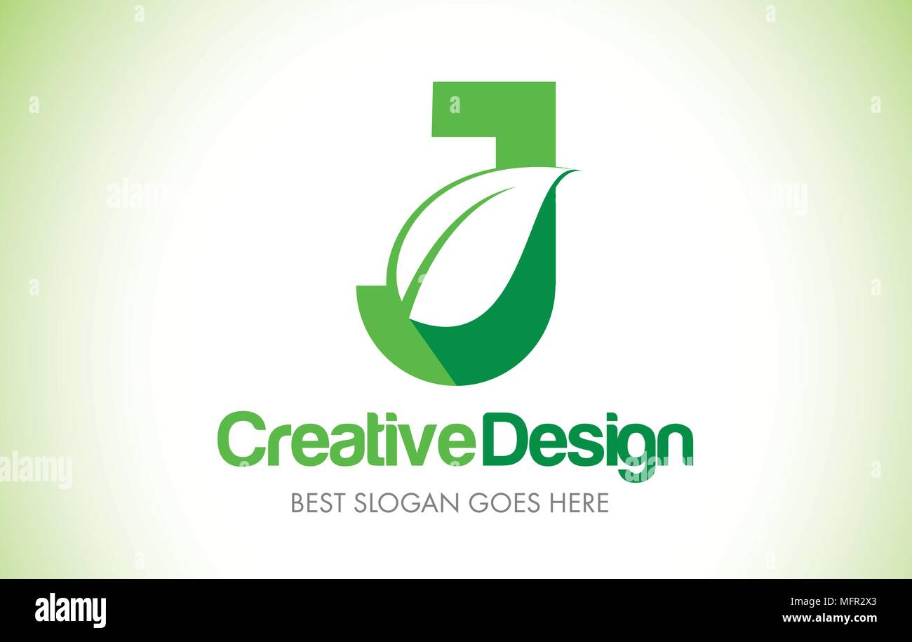 J Green Leaf Letter Design Logo. Eco Bio Leaf Letters Icon Illustration ...
