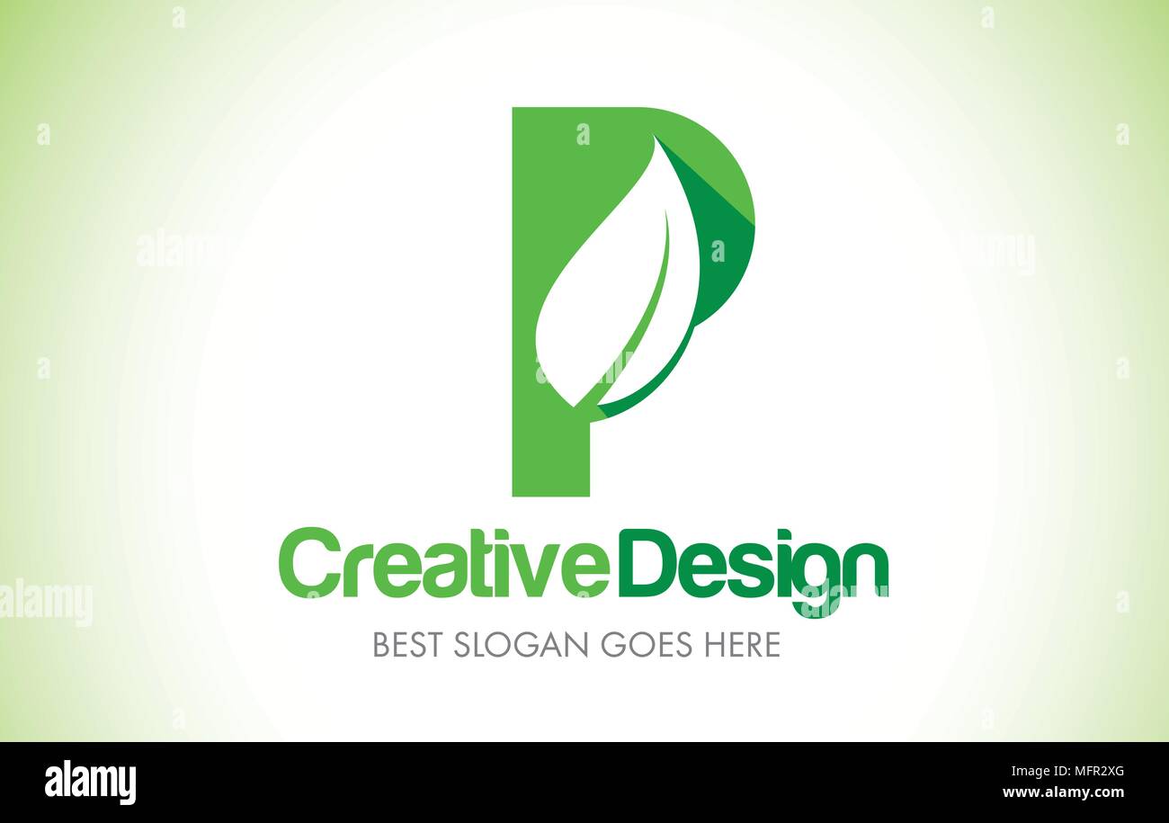 P Green Leaf Letter Design Logo. Eco Bio Leaf Letters Icon Illustration ...