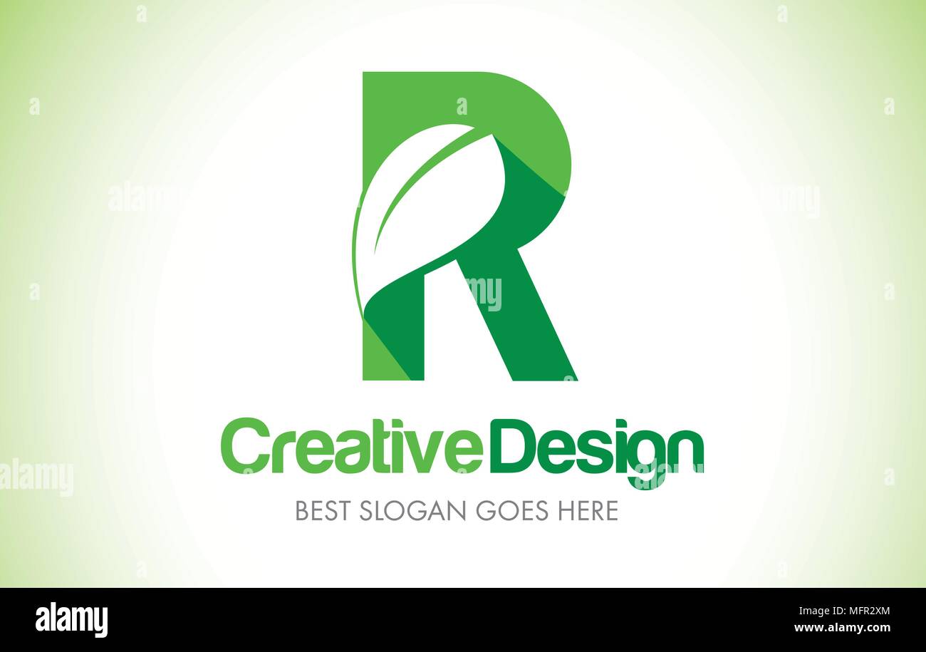 R Green Leaf Letter Design Logo. Eco Bio Leaf Letters Icon Illustration ...