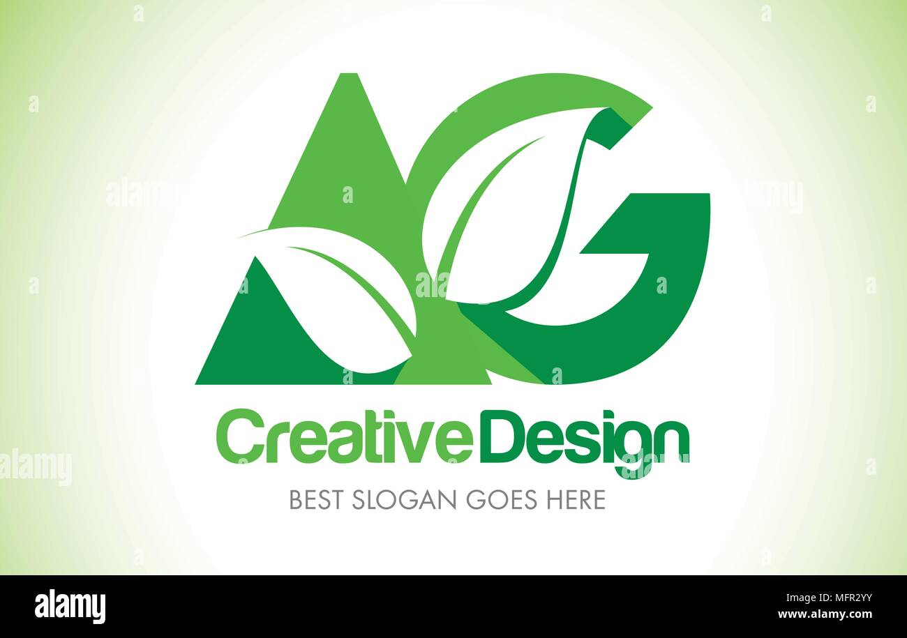 AG Green Leaf Letter Design Logo. Eco Bio Leaf Letters Icon ...