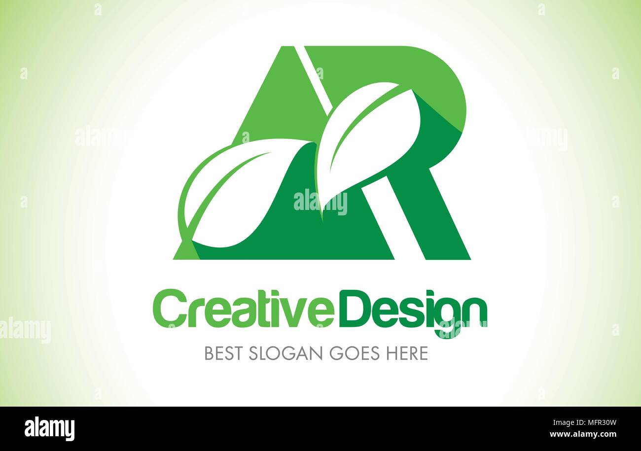AR Green Leaf Letter Design Logo. Eco Bio Leaf Letters Icon ...
