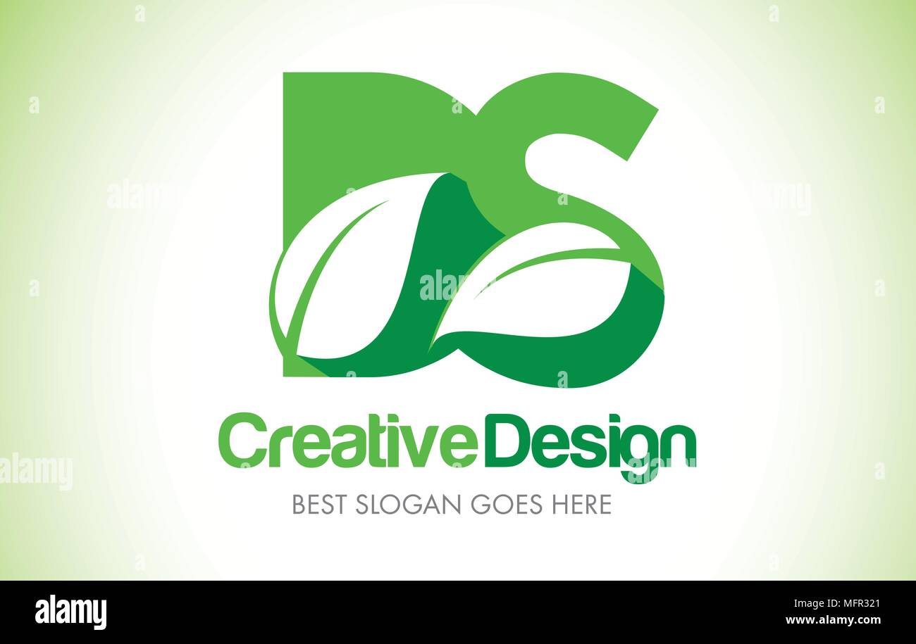 DS Green Leaf Letter Design Logo. Eco Bio Leaf Letters Icon ...