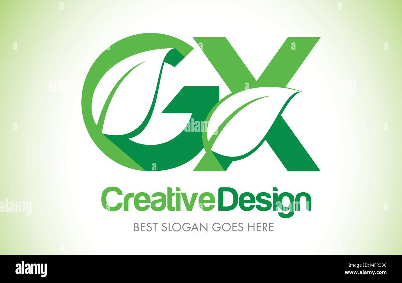 GX Green Leaf Letter Design Logo. Eco Bio Leaf Letters Icon ...
