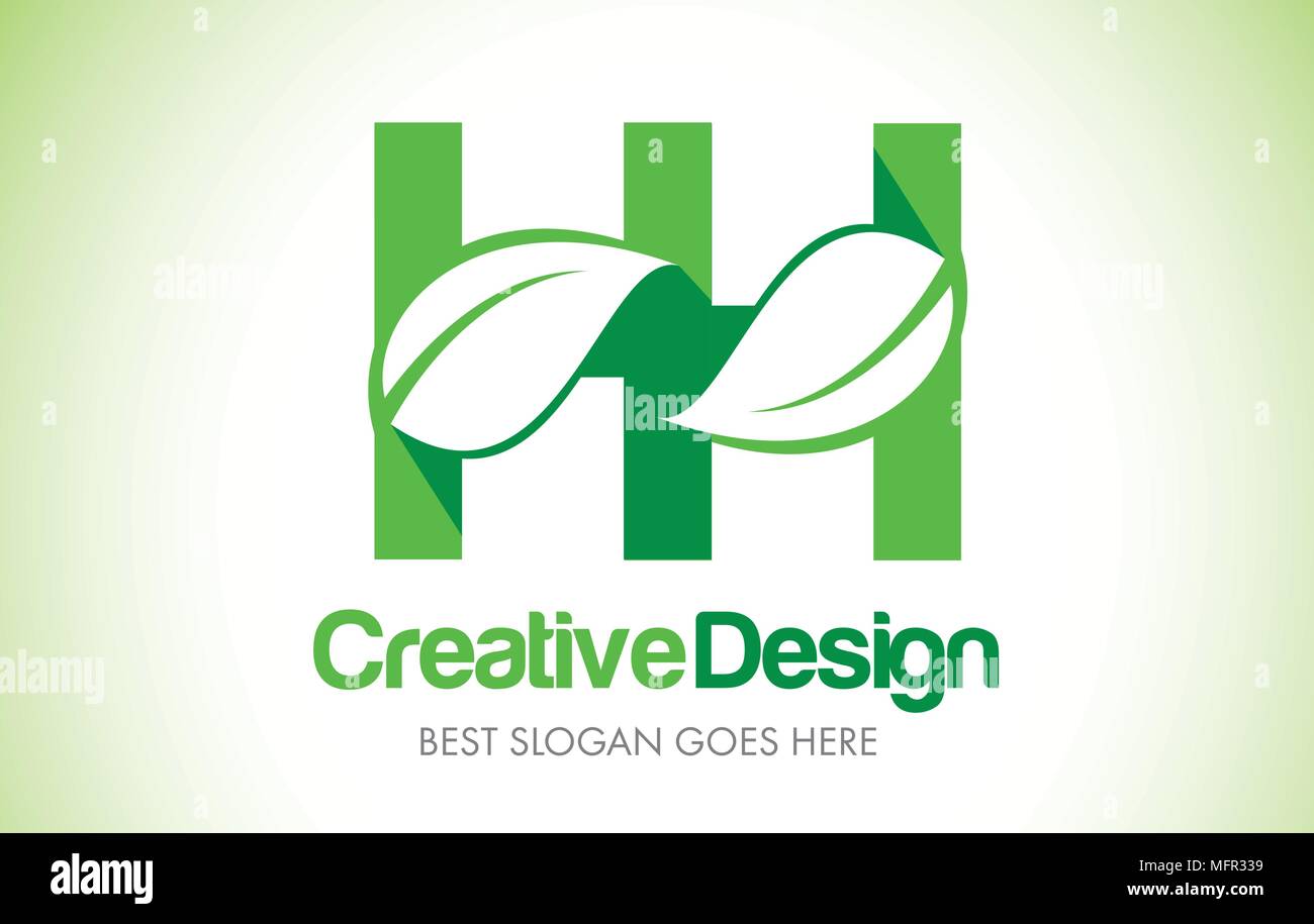 HH Green Leaf Letter Design Logo. Eco Bio Leaf Letters Icon ...