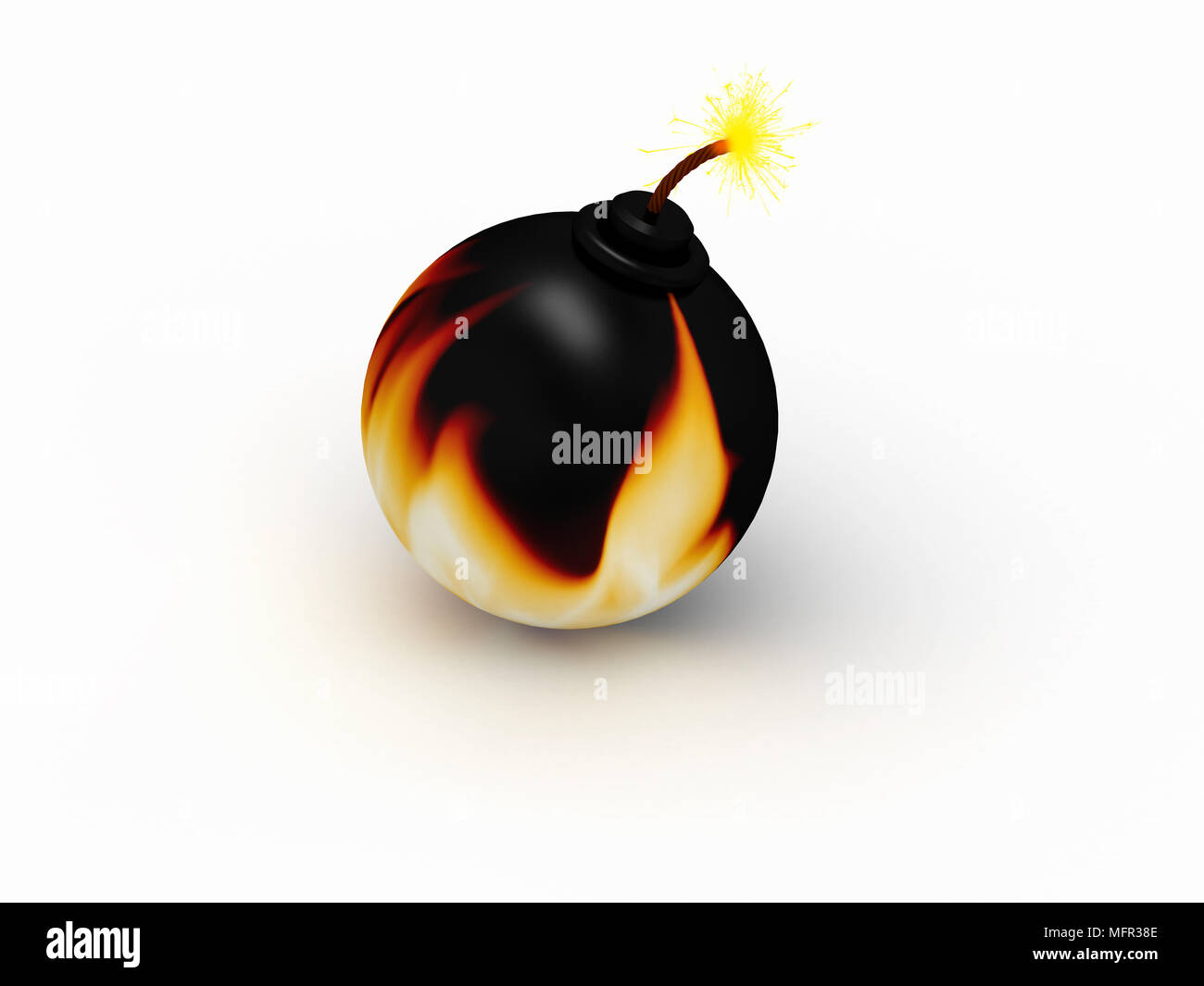 3D bomb with flame isolated on white background Stock Photo - Alamy