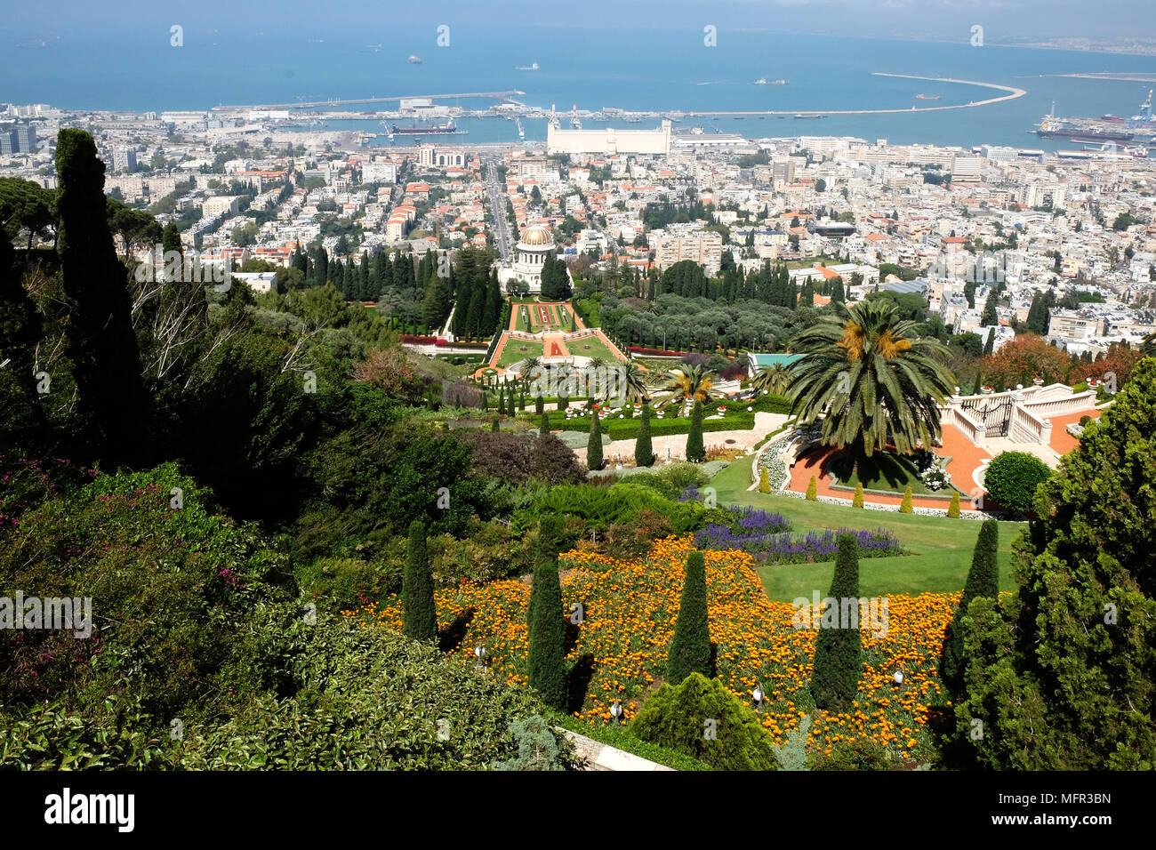 City View, Haifa, israel and Baha'i Gardens Stock Photo - Alamy