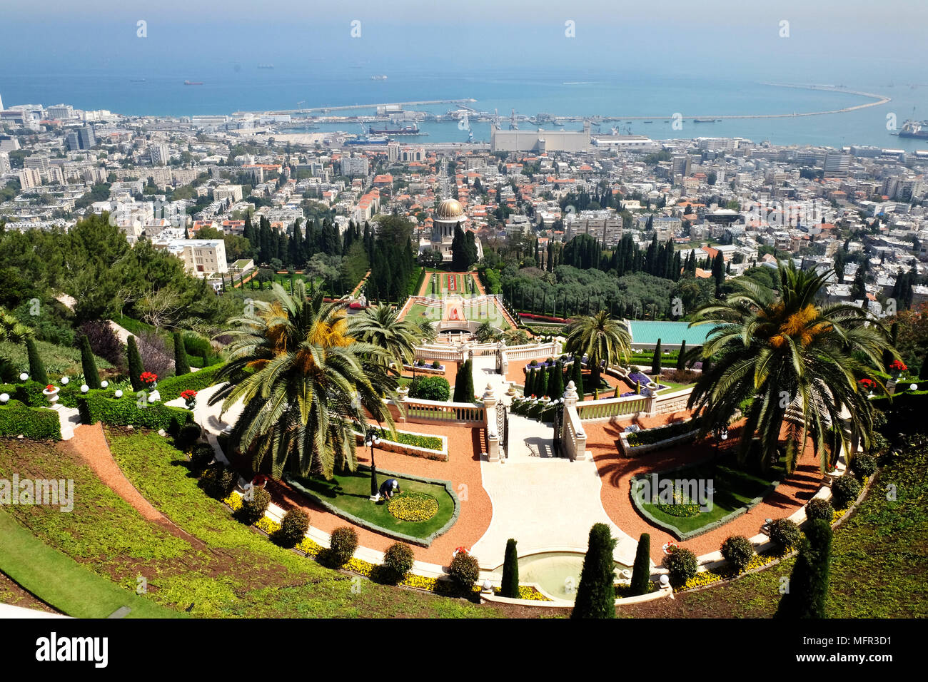 City View, Haifa, israel and Baha'i Gardens Stock Photo - Alamy