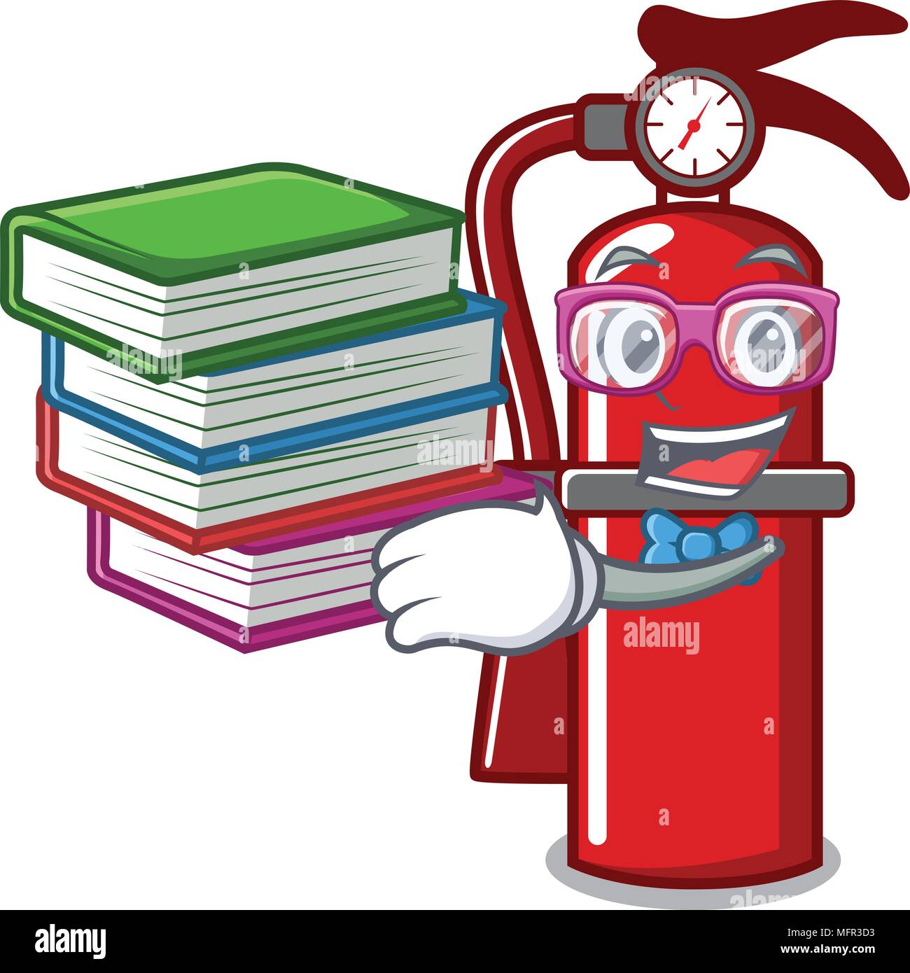Student with book fire extinguisher mascot cartoon Stock Vector Image ...
