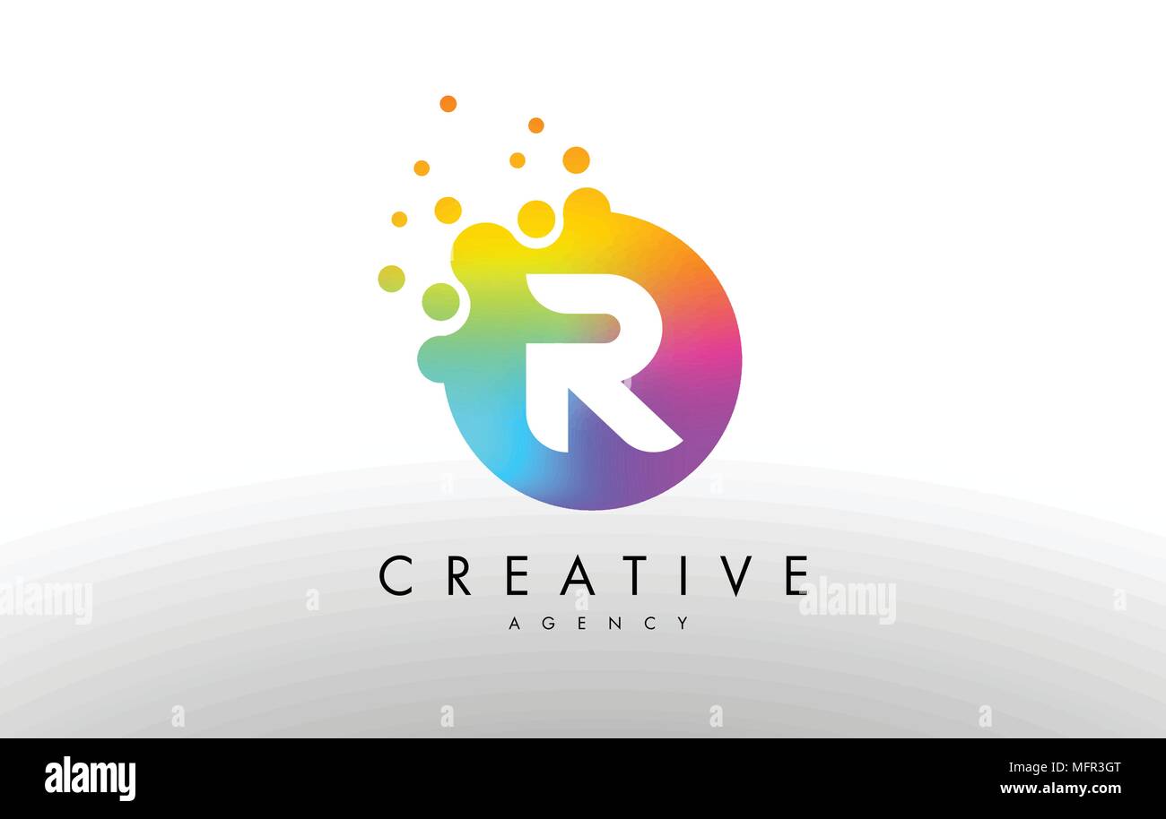 R Rainbow Dots Letter Logo. Letter Design Vector with Colorful Dots ...
