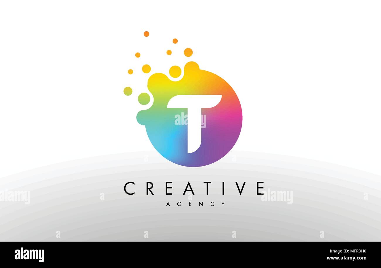 T Rainbow Dots Letter Logo. Letter Design Vector with Colorful Dots ...