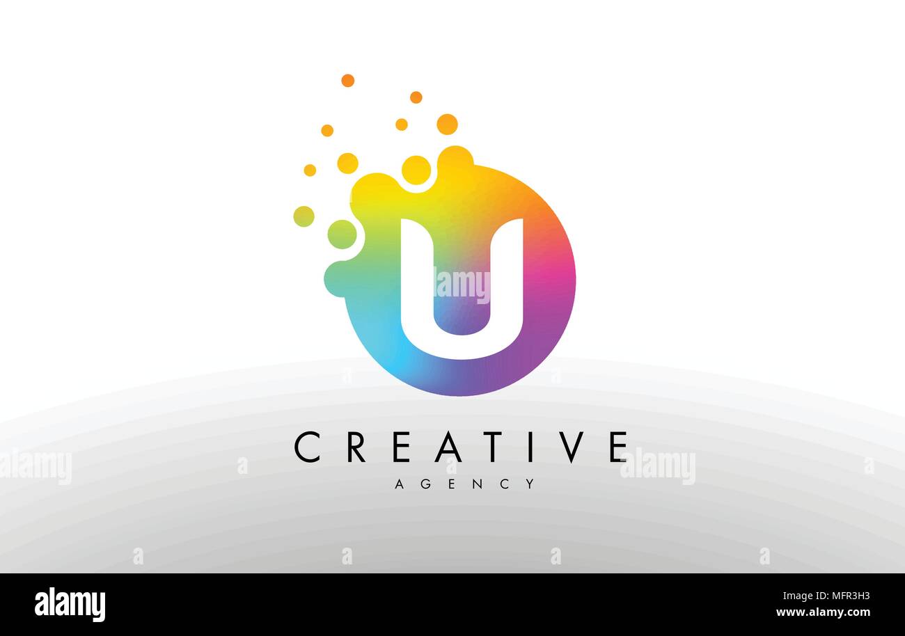 U Rainbow Dots Letter Logo. Letter Design Vector with Colorful Dots ...