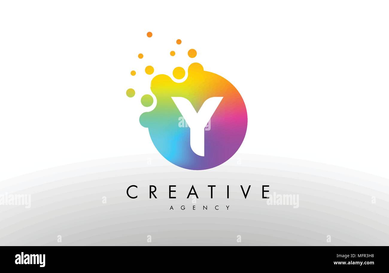 Y Rainbow Dots Letter Logo. Letter Design Vector with Colorful Dots ...