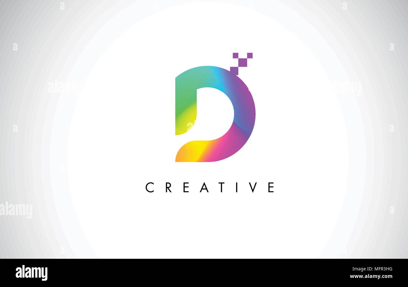 D Colorful Logo Letter Design Vector. Creative Rainbow Gradient Letter ...