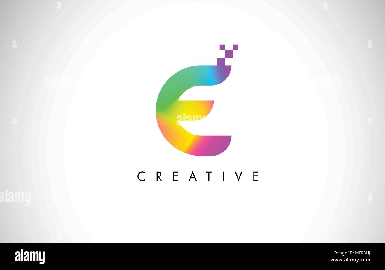 E Colorful Logo Letter Design Vector. Creative Rainbow Gradient Letter ...