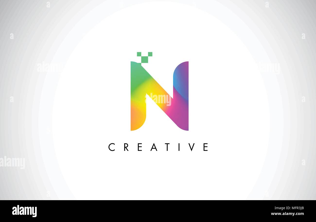 N Colorful Logo Letter Design Vector. Creative Rainbow Gradient Letter ...