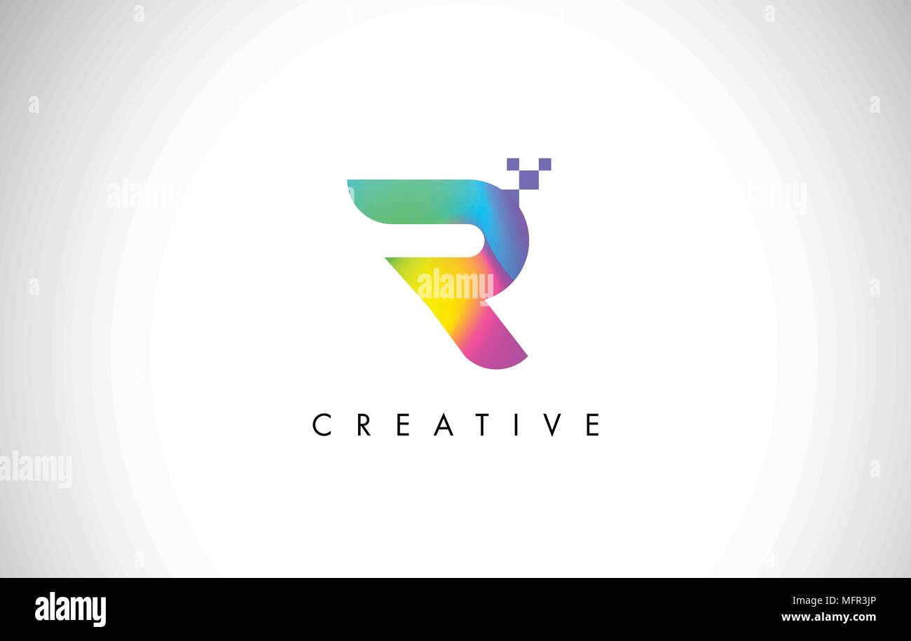 R Colorful Logo Letter Design Vector. Creative Rainbow Gradient Letter ...