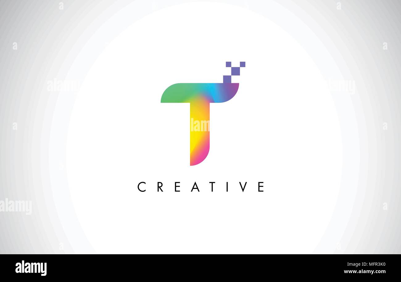T Colorful Logo Letter Design Vector. Creative Rainbow Gradient Letter ...