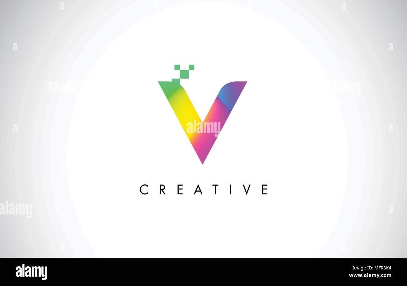 V Colorful Logo Letter Design Vector. Creative Rainbow Gradient Letter ...