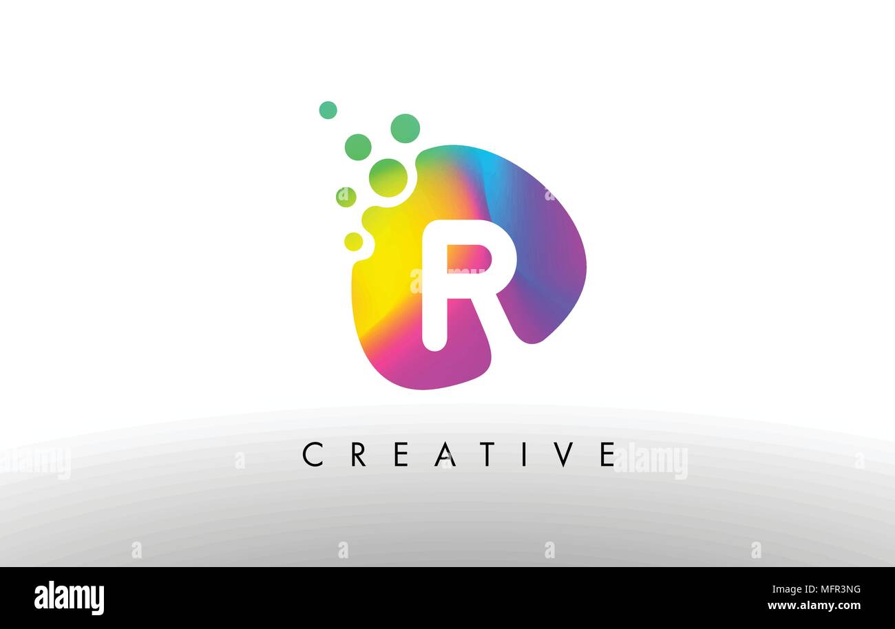 R Colorful Logo Design Shape. Purple Abstract Shape Letter Icon Vector ...