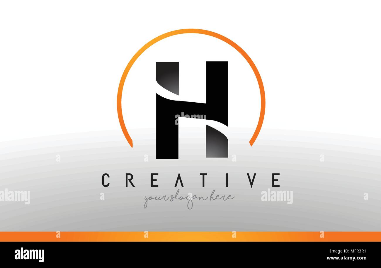 H Letter Logo Design with Black Orange Color. Cool Modern Icon Letters ...