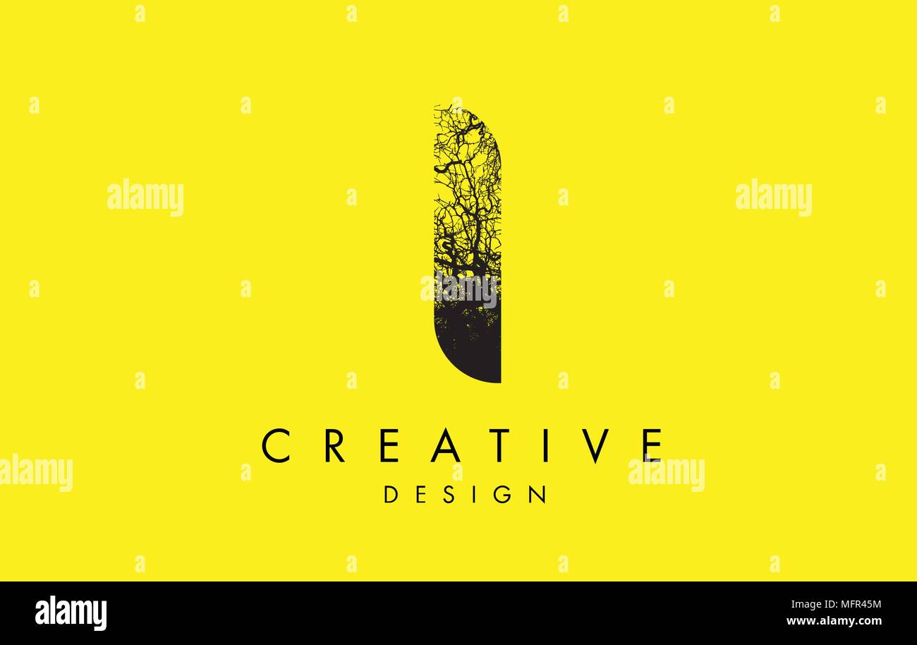 I Logo Letter Made From Black Tree Branches. Tree Letter Design with ...