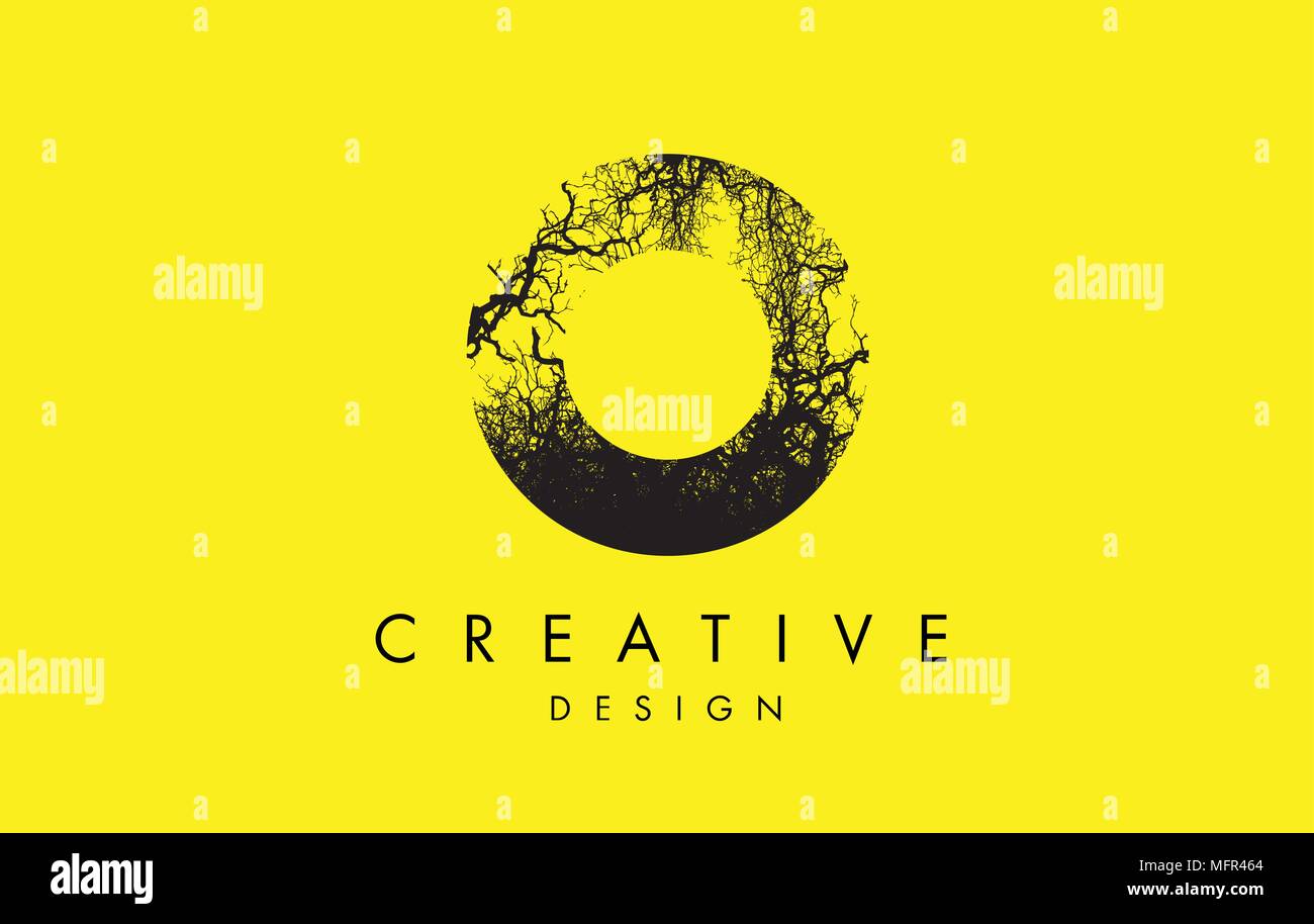 O Logo Letter Made From Black Tree Branches. Tree Letter Design with ...