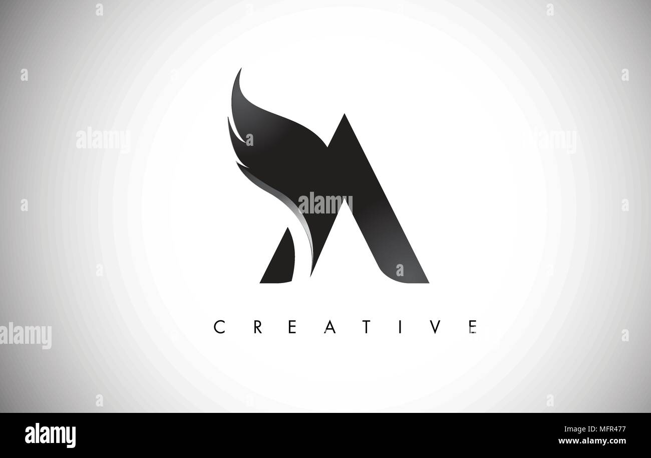A Letter Wings Logo Design Icon. Flying Wing Letter Logo with Creative ...