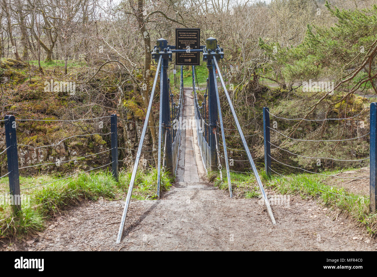 The Wynch Bridge crossing the River Tees at Teesdale,England,UK Stock ...